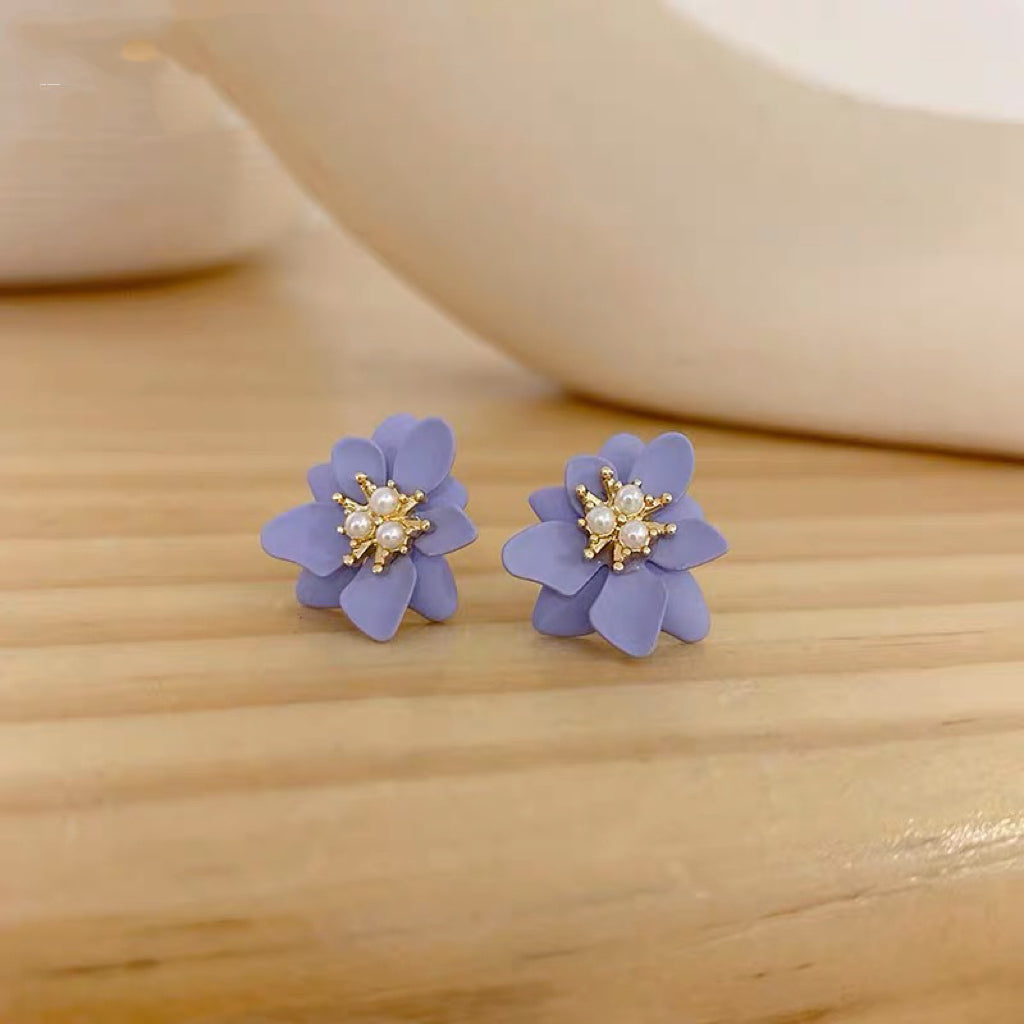 Lavender Pearl Earring Studs Small Cape periwinkle Ear Studs S925 Silv ...