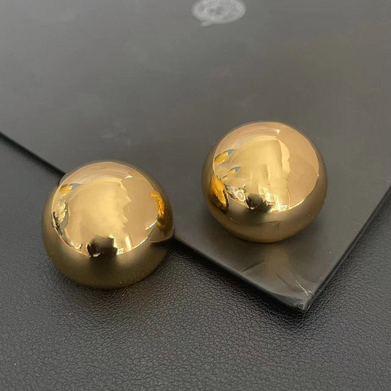 Gold and Silver Glossy Half Round Ball with S925 Silver Pin – Huge Tomato