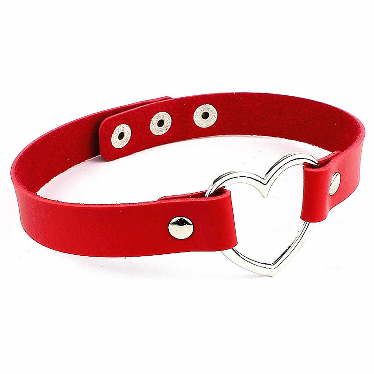 Heart Choker Necklace for Women Chunky Adjustable Faux Leather Love ...