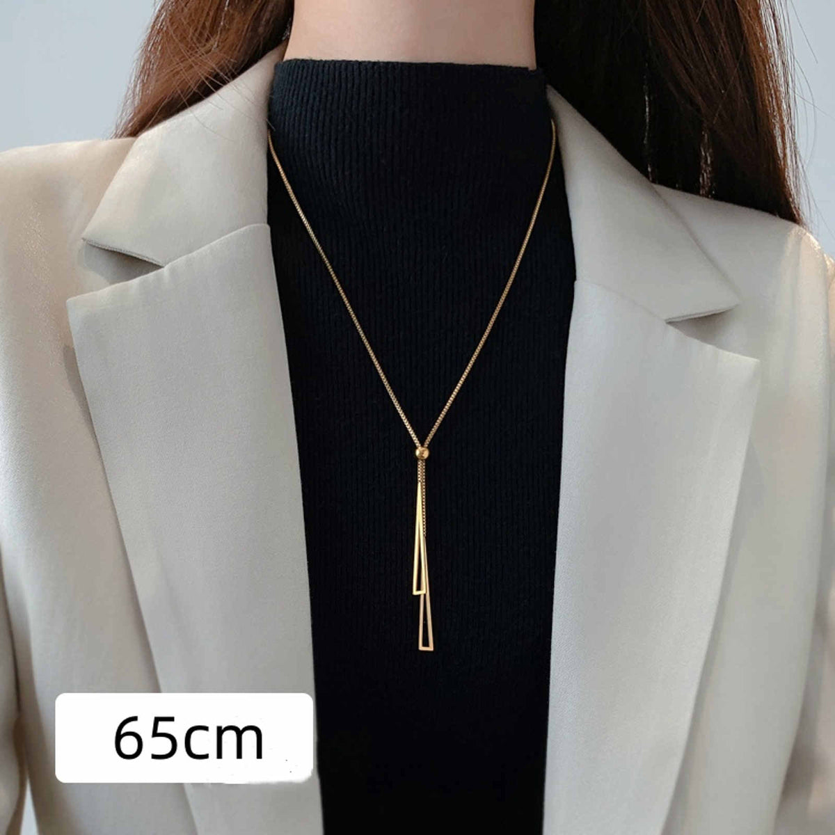 3 Color Available Minimalism Necklace Triangle Pendant Long Necklace G ...