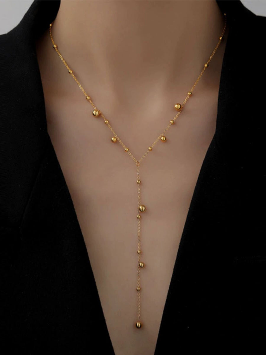2024 New Gold Beads Necklace Chain Elegant Sweater Chain 18K Gold Plat ...
