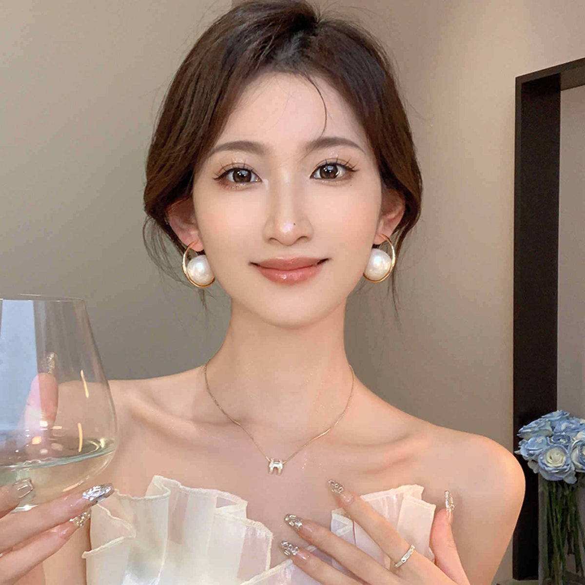 Super Big Pearl Drop Earrings Designed Pearl Drop with Gold and Silver ...