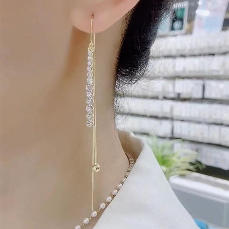 Dangle Earrings | Linear Drop Earrings | Rhinestone Dangling Earrings – Huge Tomato