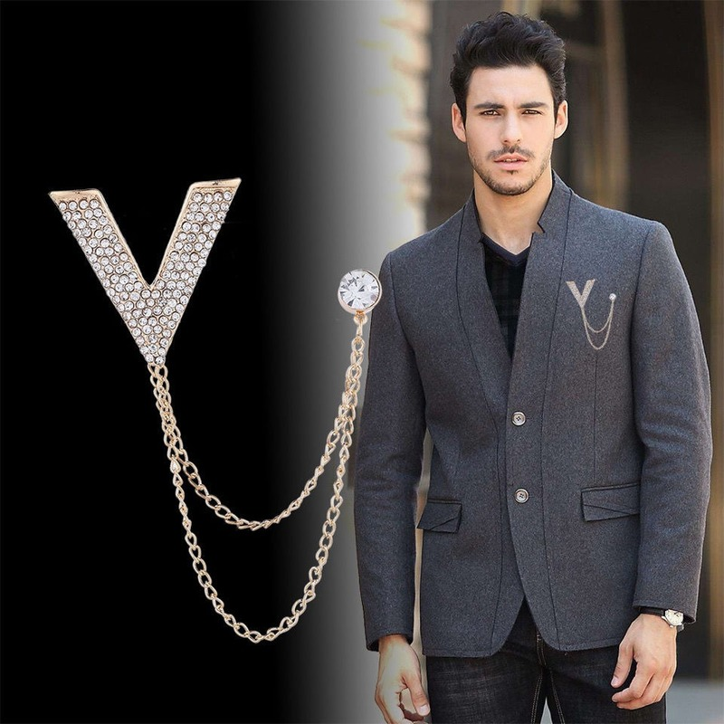Chain Tassel Victory Brooch for Men Gold and Silver Designer Brooch Pi ...