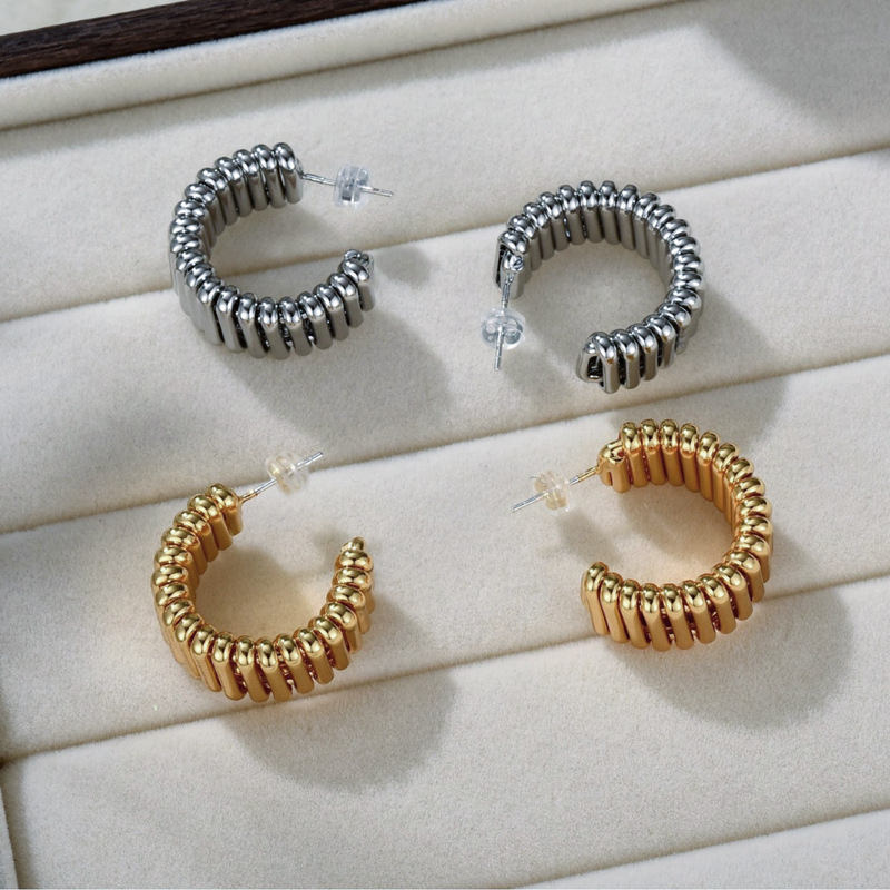 Open Hoop Earrings | C Hoop Earrings | Chunky Hoop Earrings with Sterl ...