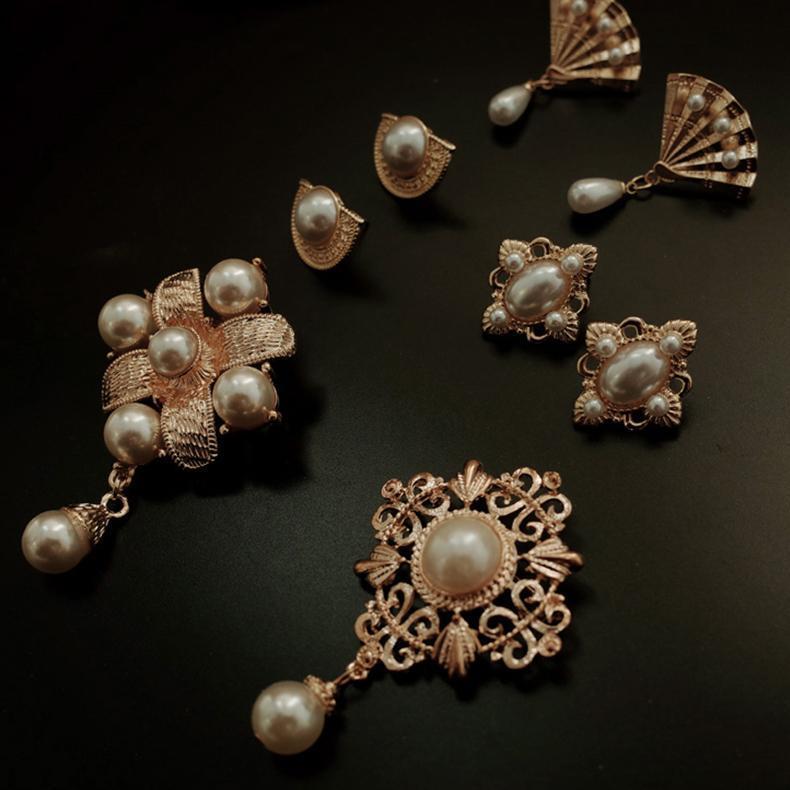 Vintage Style Pearl Brooch Pin 14K Gold Plated Brooch with Big Pearl ...